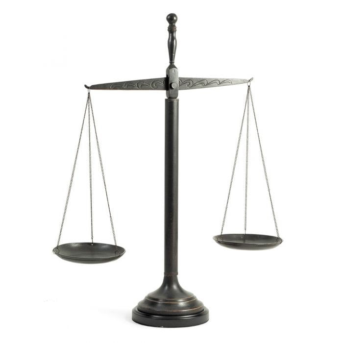Scales of Justice Sculpture 21.5" Metal on Wood Base | Statue.com